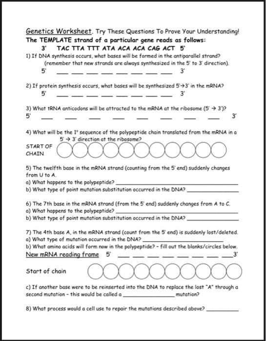 Solved Genetics Worksheet. Try These Questions To Prove Your | Chegg.com