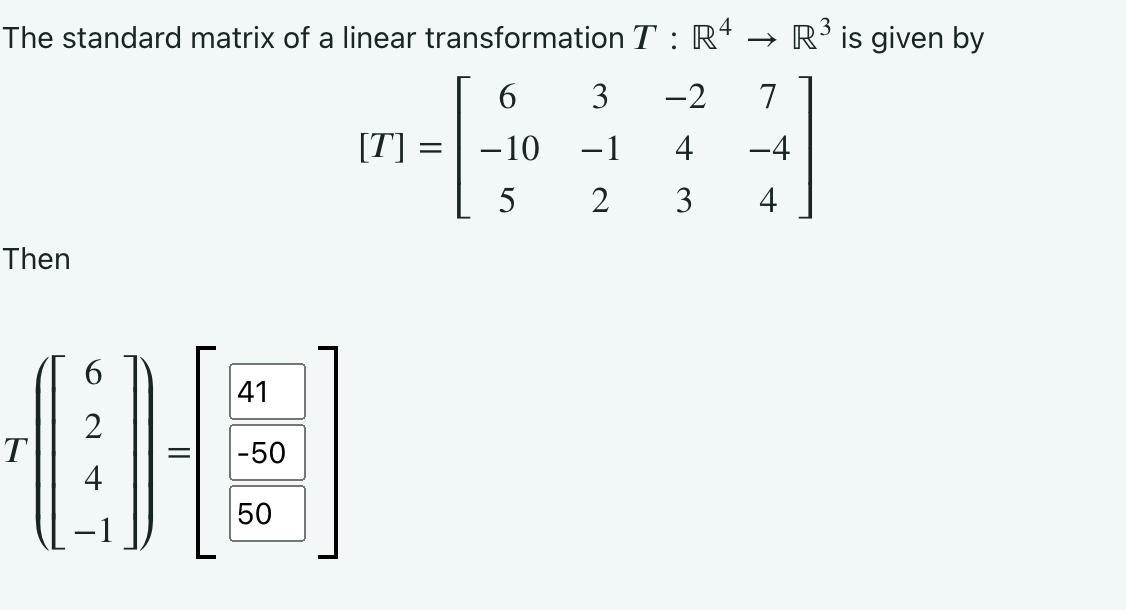 Solved The standard matrix of a linear transformation | Chegg.com
