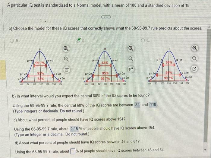 Solved A particular 1Q test is standardized to a Normal | Chegg.com