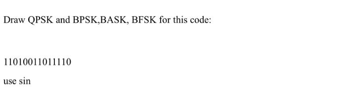 Solved Draw QPSK and BPSK,BASK, BFSK for this code: | Chegg.com