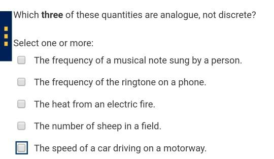Solved Which three of these quantities are analogue, not | Chegg.com