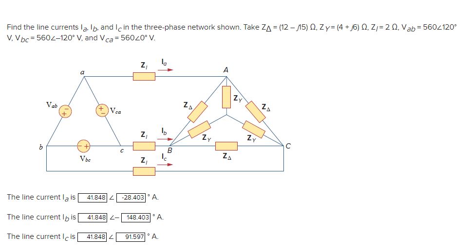 Solved Find the line currents Ia,Ib, ﻿and IC ﻿in the | Chegg.com