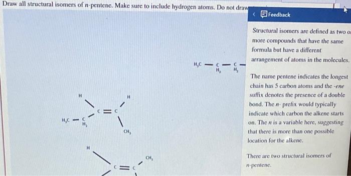 Solved Draw all structural isomers of n-pentene. Make sure | Chegg.com