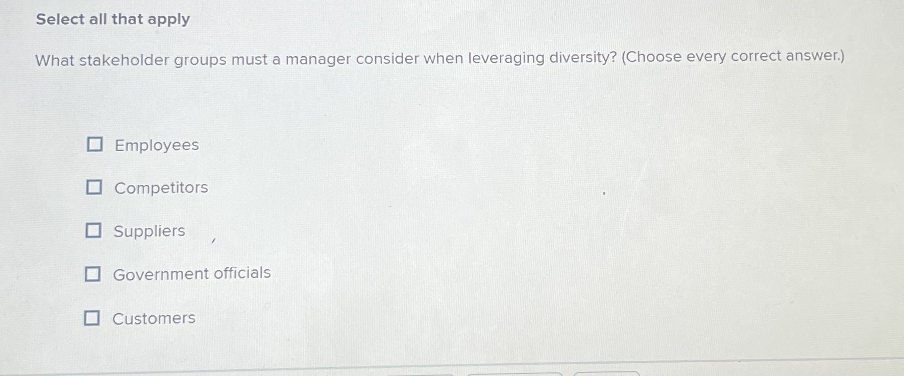 Solved Select all that applyWhat stakeholder groups must a | Chegg.com
