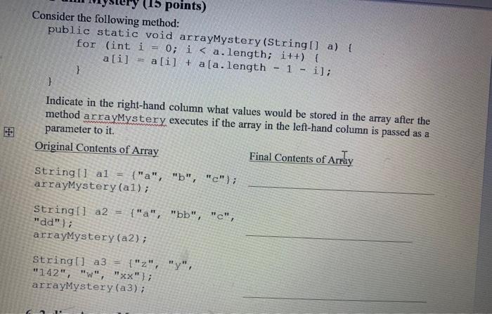 Solved points) Consider the following method: public static | Chegg.com