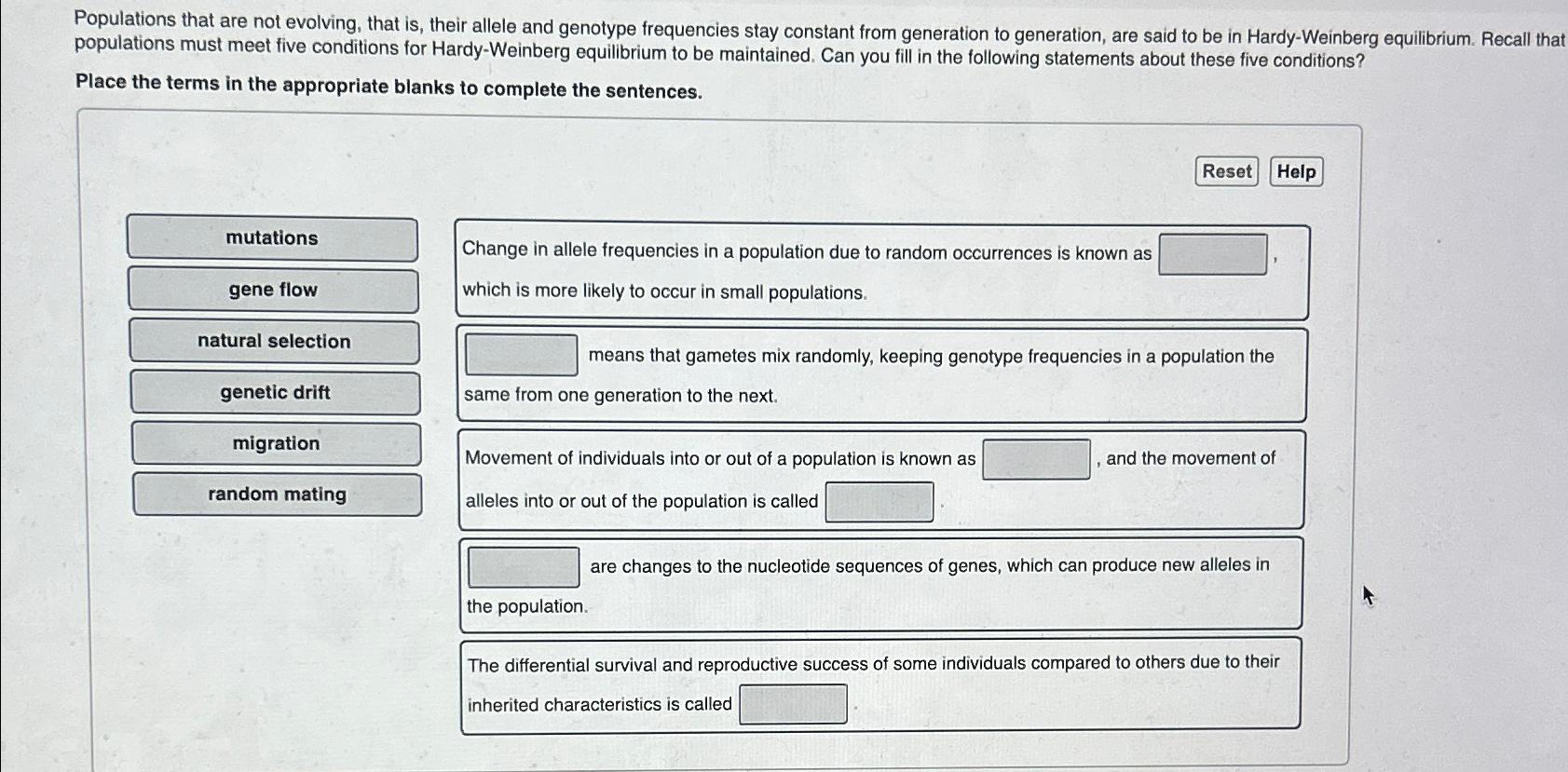 Solved Populations that are not evolving, that is, ﻿their | Chegg.com