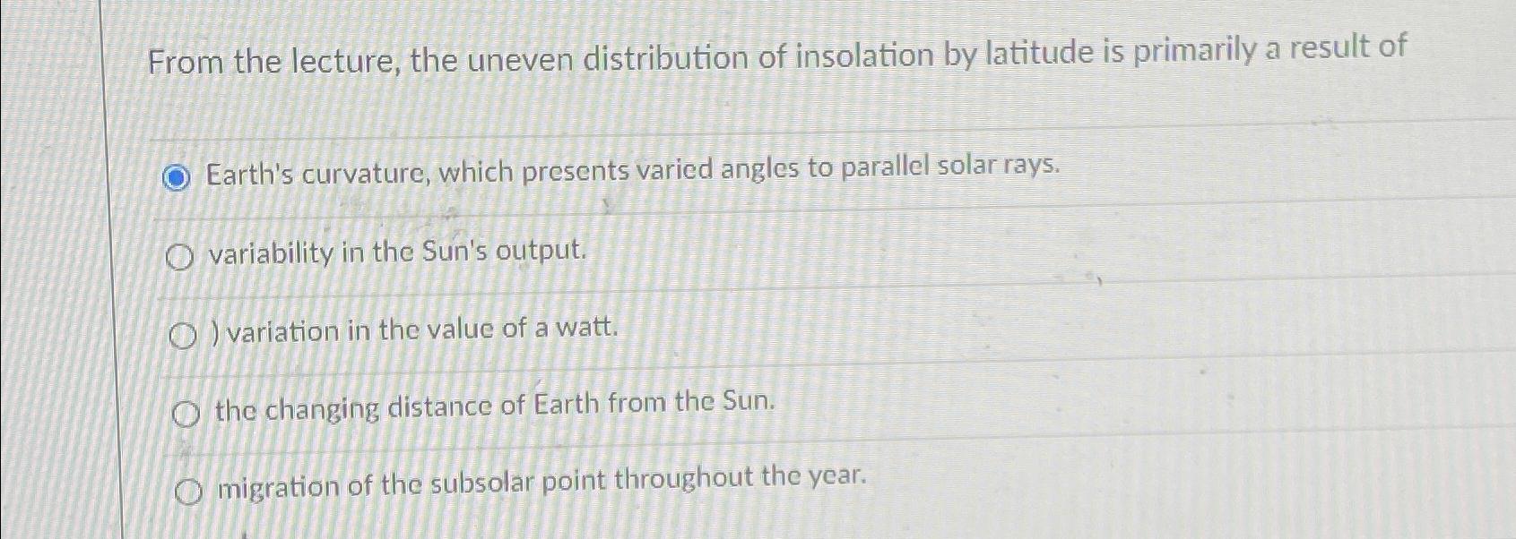 Solved From the lecture, the uneven distribution of | Chegg.com