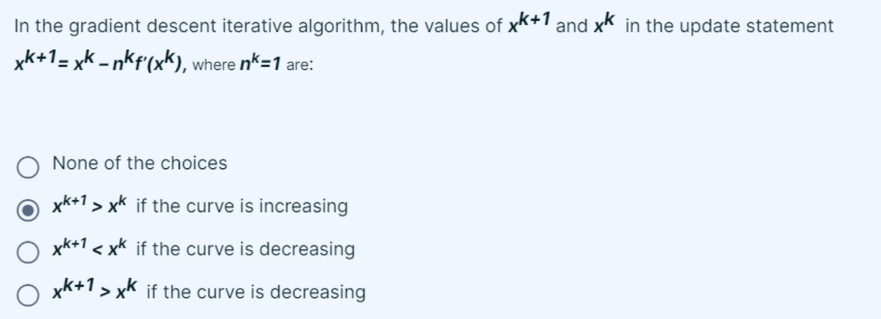 Solved In the gradient descent iterative algorithm, the | Chegg.com