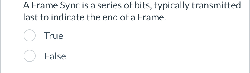 Solved A Frame Sync is a series of bits, typically | Chegg.com