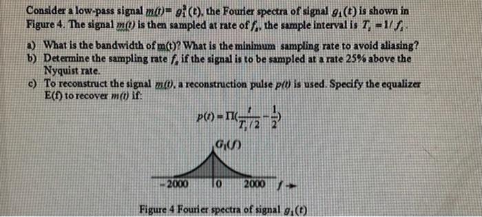 Solved Consider a low-pass signal m(t)- gi(t), the Fourier | Chegg.com
