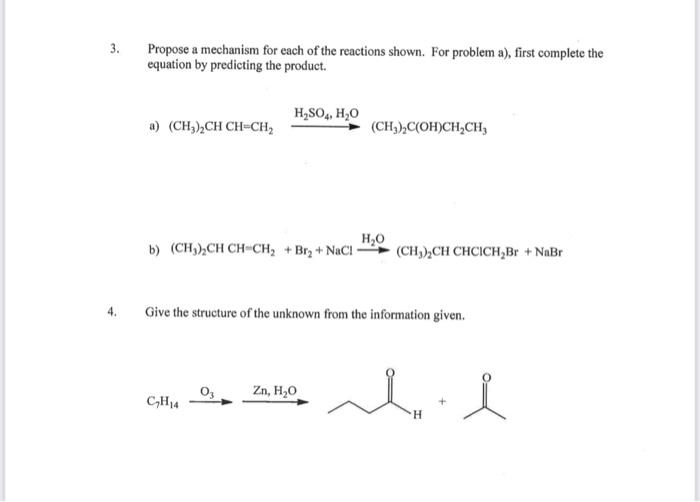 Solved 3. Propose a mechanism for each of the reactions | Chegg.com