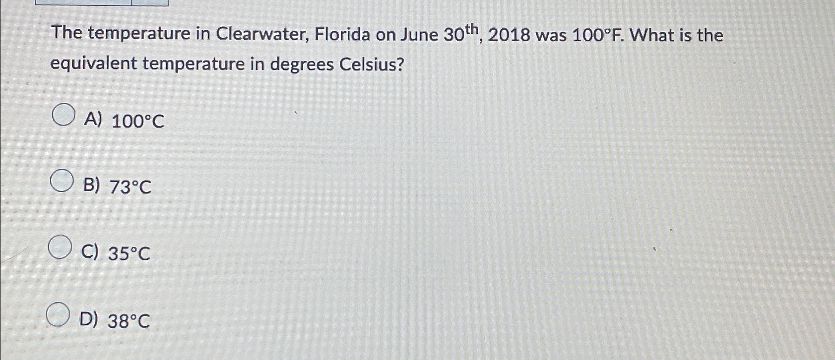 Solved The temperature in Clearwater, Florida on June | Chegg.com