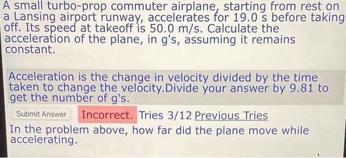 Solved A small turbo-prop commuter airplane, starting from | Chegg.com