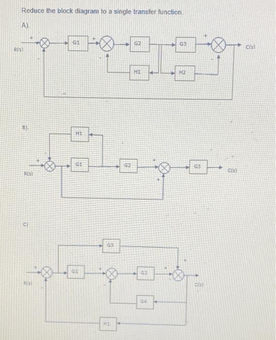 Solved Reduce the block diagram to a single transfer | Chegg.com