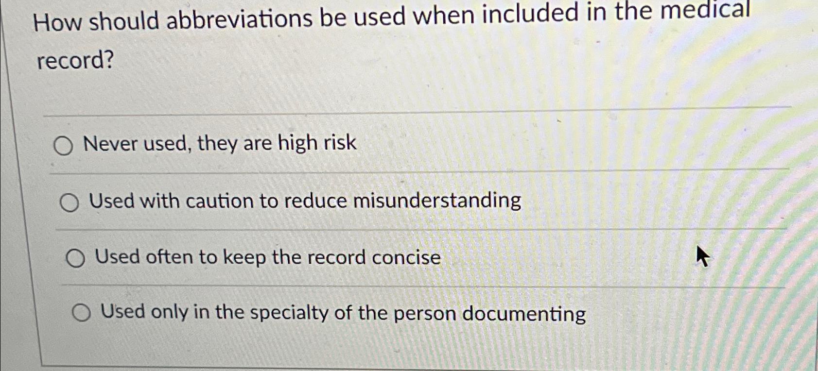 Solved How should abbreviations be used when included in the | Chegg.com