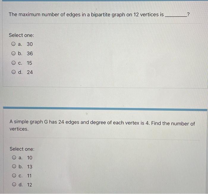 Solved The Maximum Number Of Edges In A Bipartite Graph On