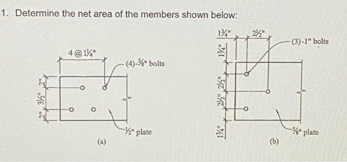 Solved 1. Determine the net area of the members shown below: | Chegg.com