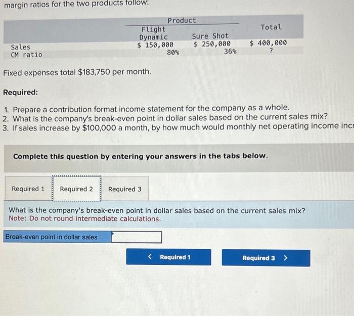 Solved 1. Prepare a contribution format income statement for | Chegg.com