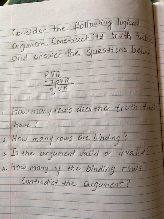 Solved argument. Construct its truth tablet Consider the | Chegg.com