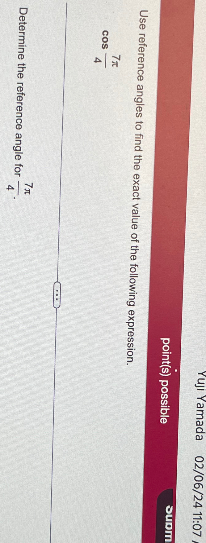 Solved point(s) ﻿possibleэuगा!Use reference angles to find | Chegg.com
