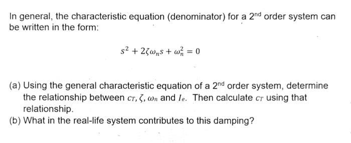 Solved In general, the characteristic equation (denominator) | Chegg.com