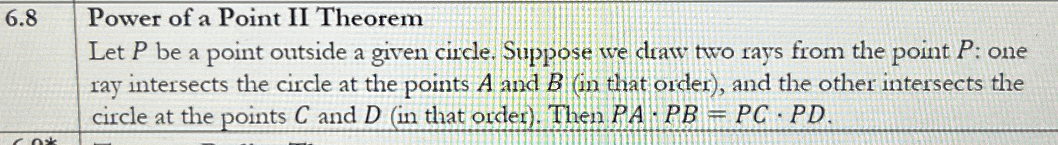 Solved \table[[6.8,Power of a Point II Theorem]]Let P ﻿be a | Chegg.com