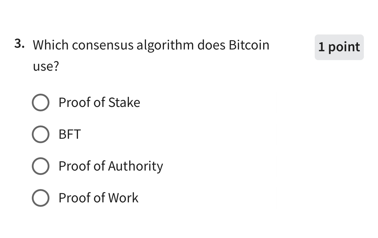 Solved Which consensus algorithm does Bitcoin1 | Chegg.com