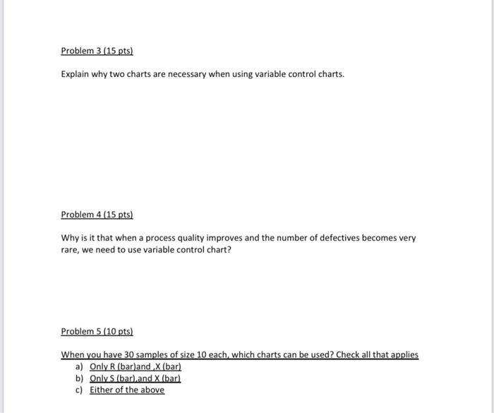 Problem 1 (30 pts) Consider the charts below. a) Is | Chegg.com