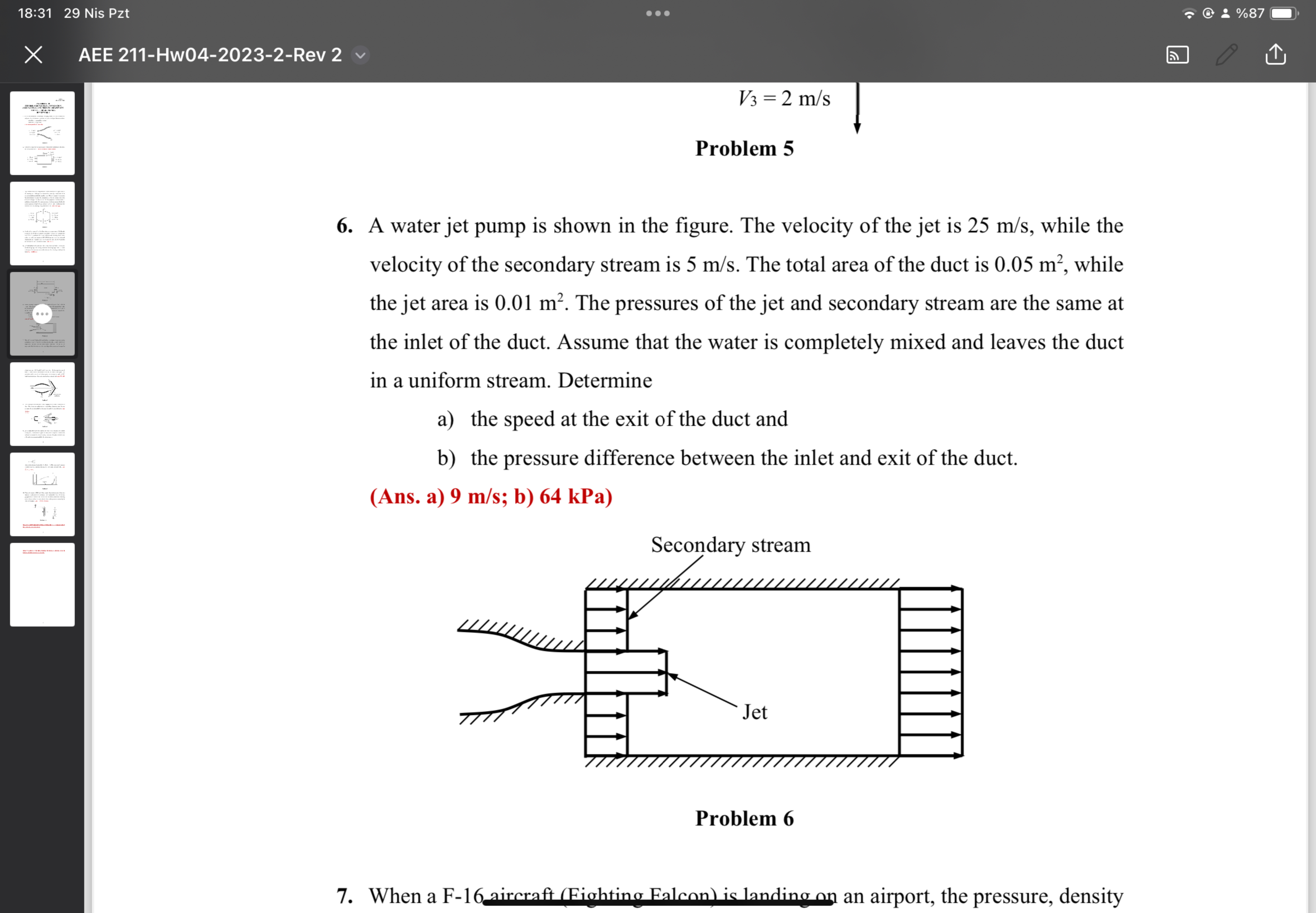 Solved Problem 5A water jet pump is shown in the figure. The | Chegg.com