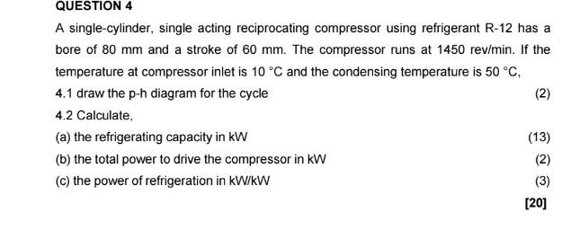 Solved A single-cylinder, single acting reciprocating | Chegg.com