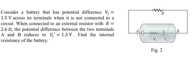 Solved Consider a battery that has potential difference Vt= | Chegg.com