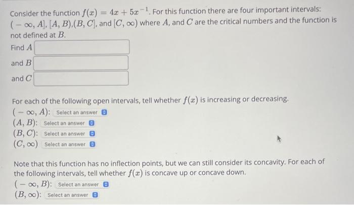 Solved Consider the function f(x)=4x+5x−1. For this function | Chegg.com