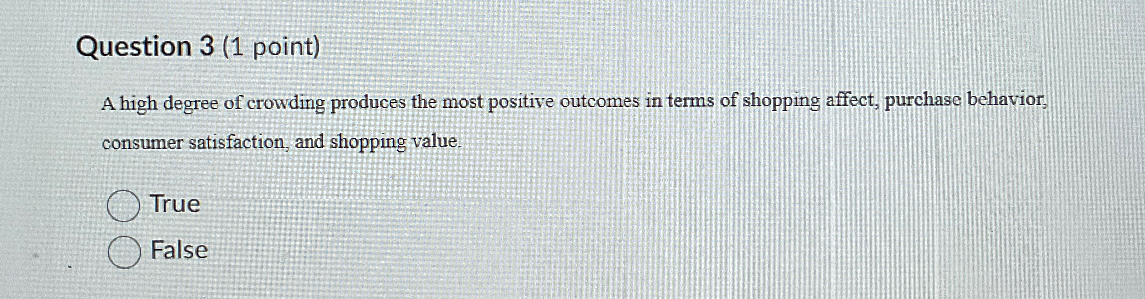 Solved Question 3 (1 ﻿point)A high degree of crowding | Chegg.com