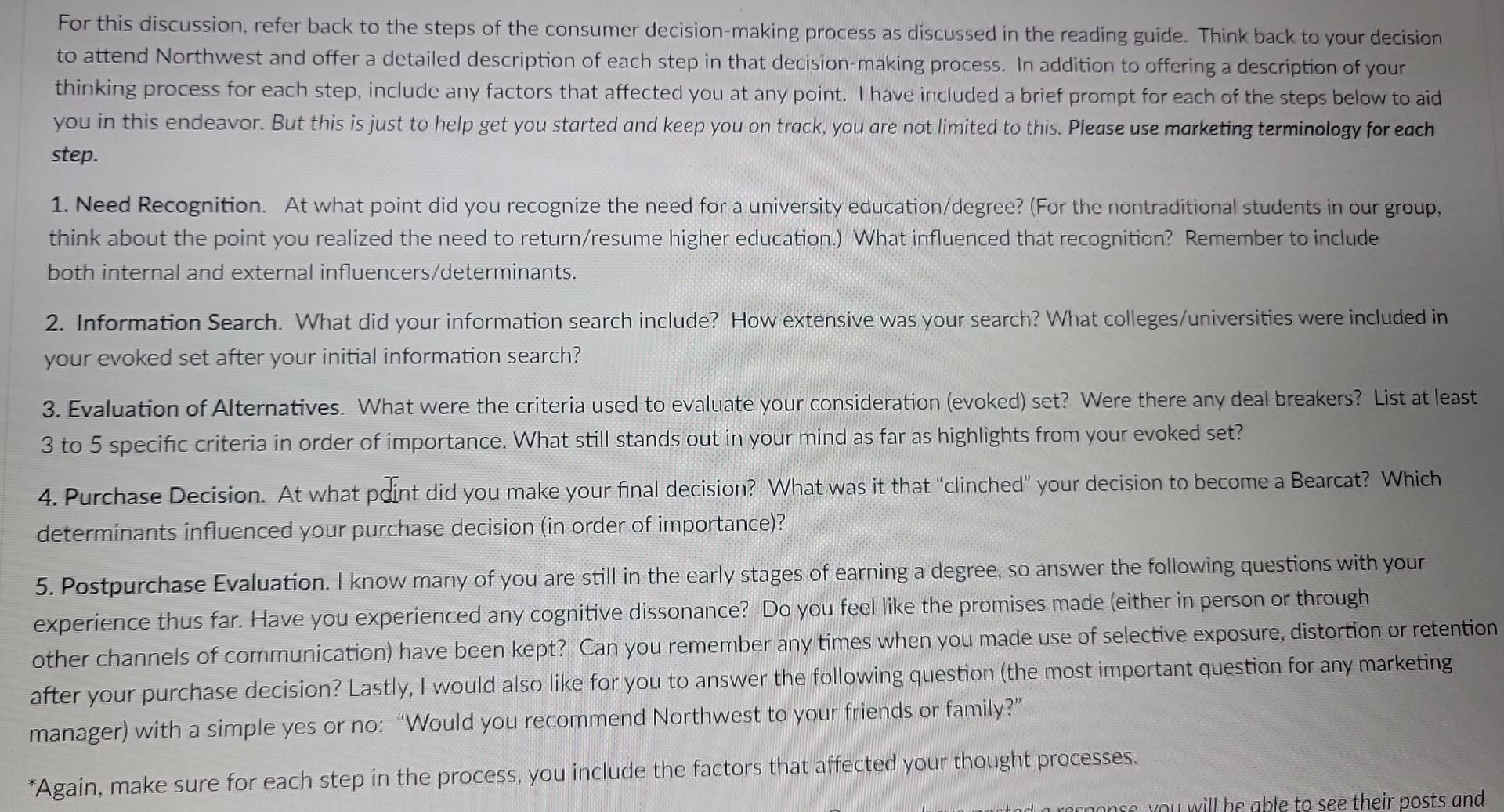 Solved For this discussion, refer back to the steps of the | Chegg.com