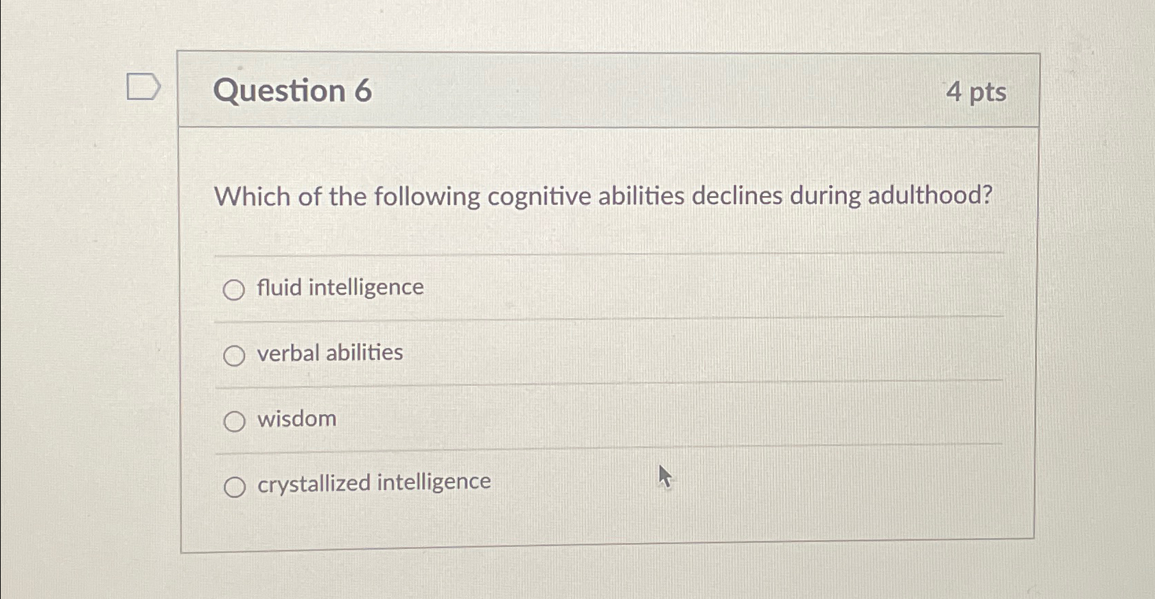Solved Question 64 ptsWhich of the following cognitive | Chegg.com Solved Question 64 ptsWhich of the following cognitive | Chegg.com