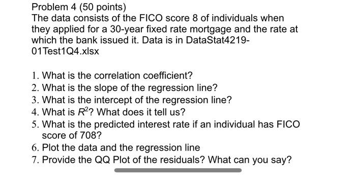 Solved Problem 4 (50 points) The data consists of the FICO | Chegg.com