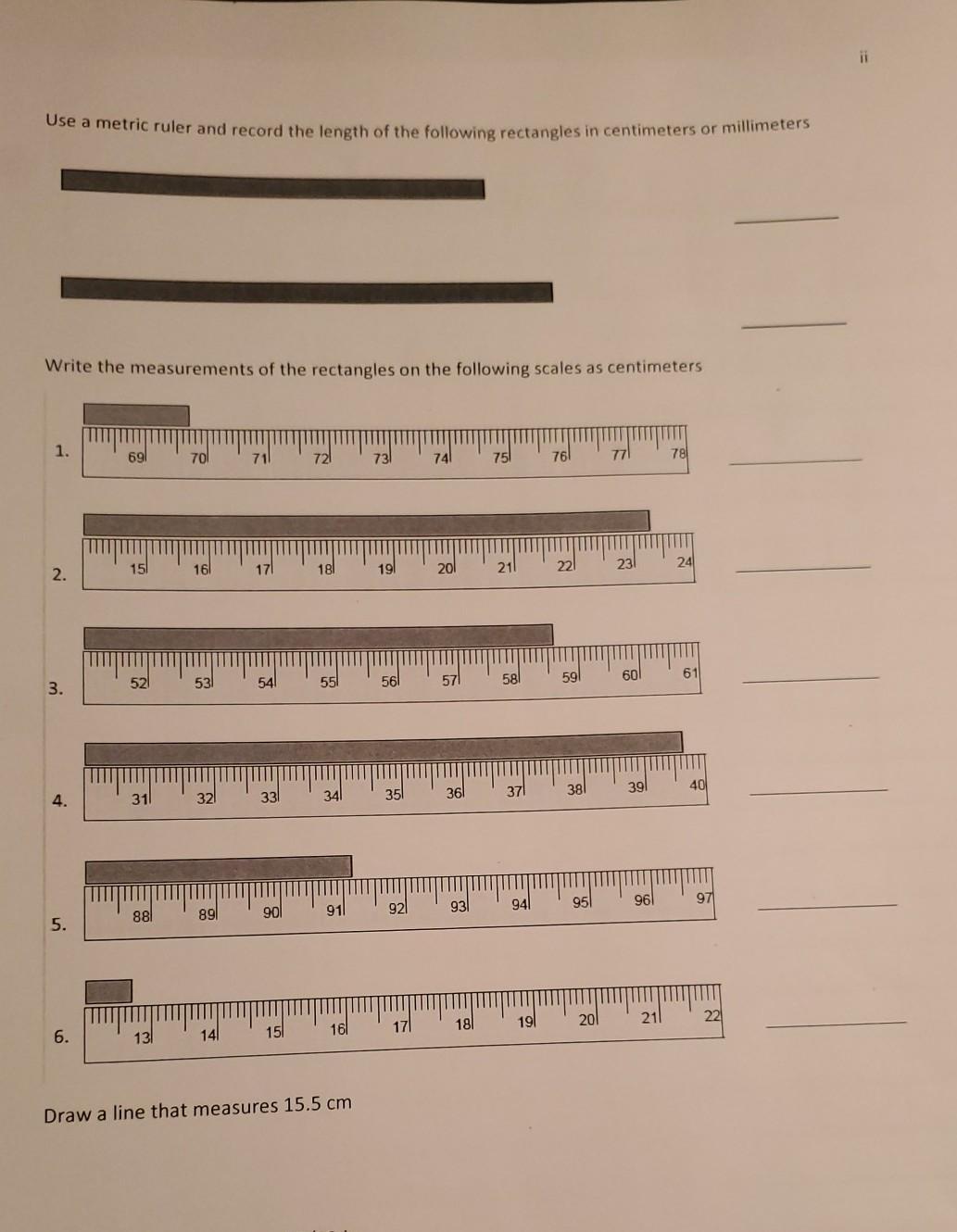 Solved ii Use a metric ruler and record the length of the | Chegg.com