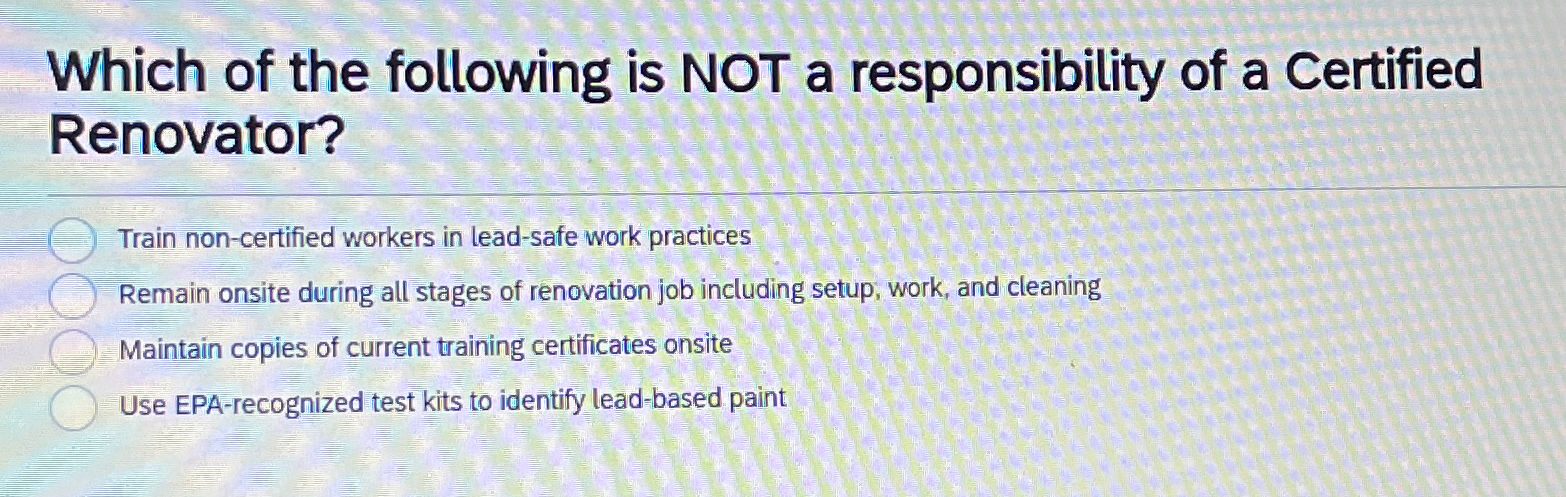 Solved Which of the following is NOT a responsibility of a | Chegg.com