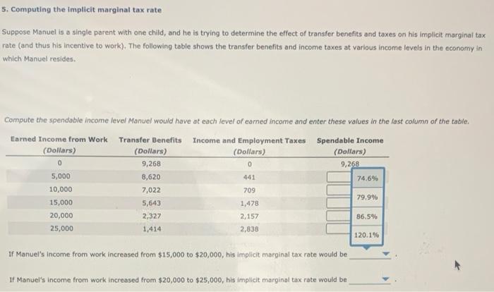 Solved 5. Computing the implicit marginal tax rate Suppose | Chegg.com