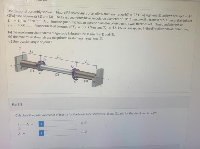 Solved The torsional assembly shown in Figure P6.46 consists | Chegg.com