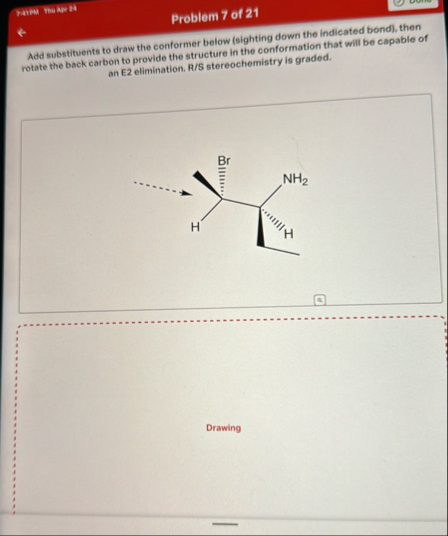 Solved taime thatar 24Problem 7 ﻿of 21Add substituents to | Chegg.com