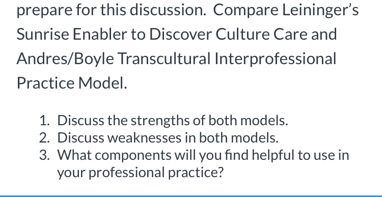 Solved Compare Leininger's Sunrise Enabler to Discover | Chegg.com