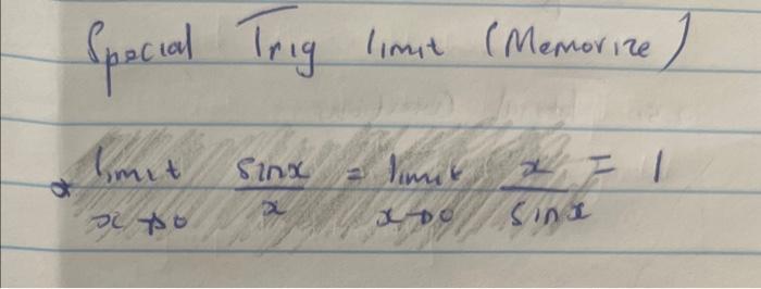 Solved Special Irig limit (Memorize) | Chegg.com