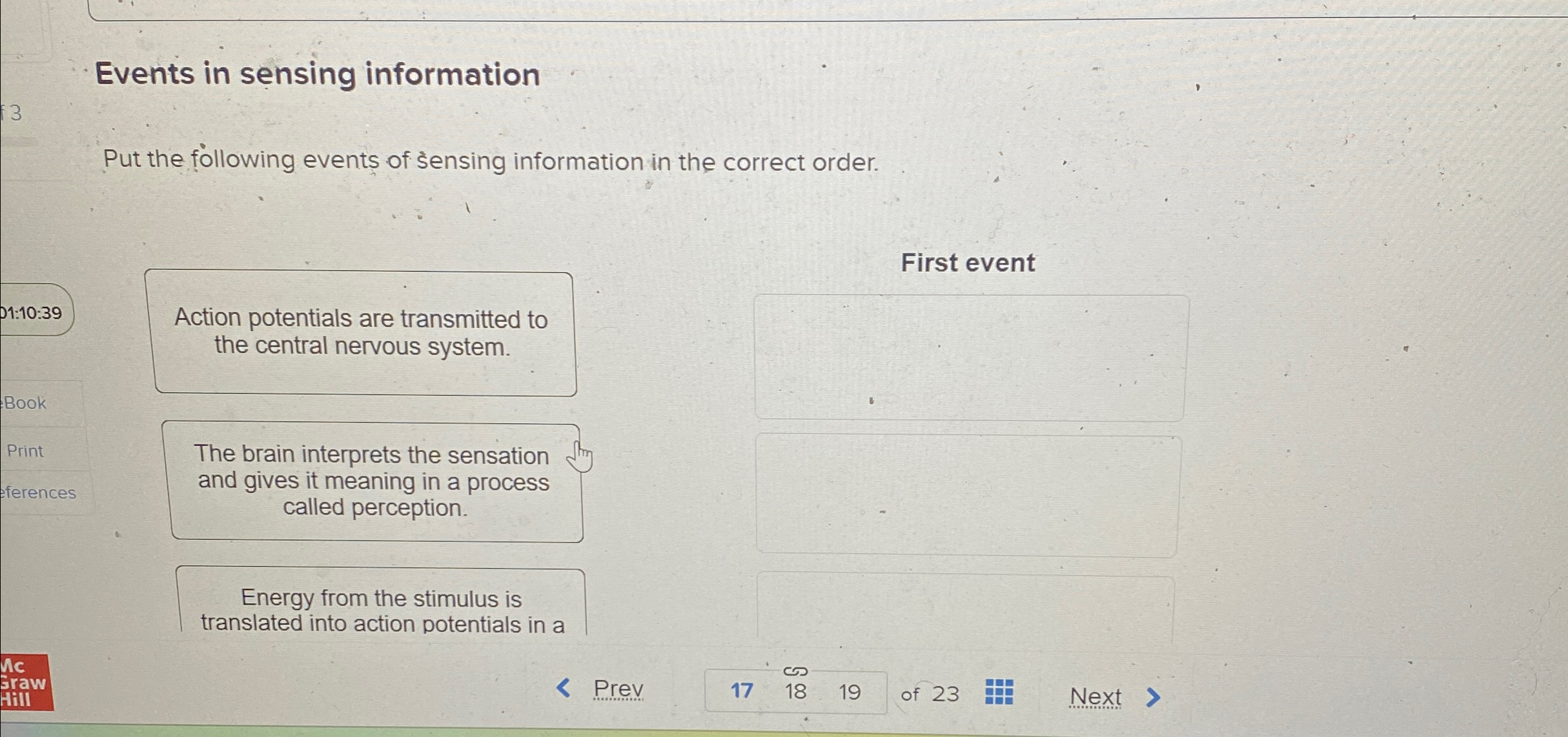 Solved Events in sensing informationPut the following events | Chegg.com