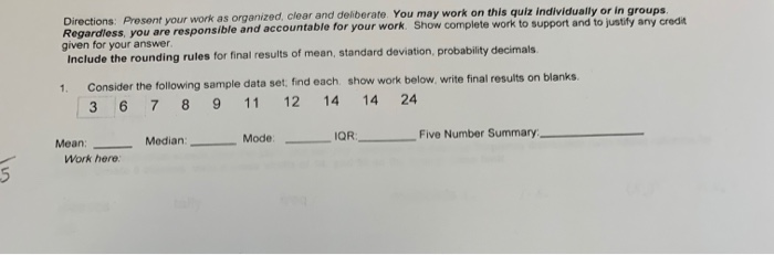 Solved Consider the following sample data set and find each: | Chegg.com
