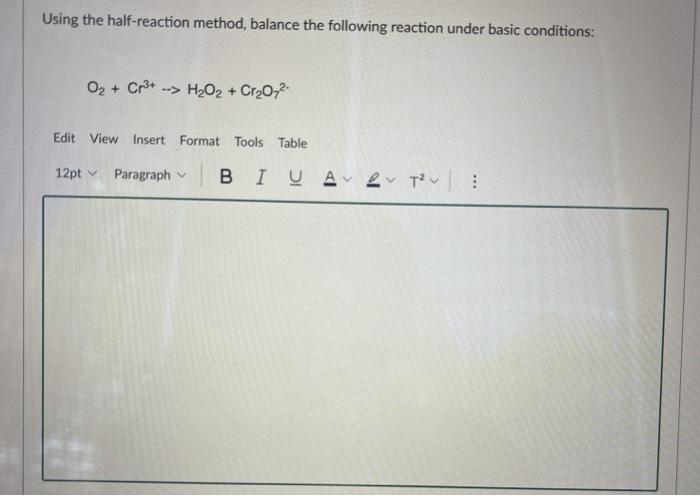 Solved Using the half-reaction method, balance the following | Chegg.com