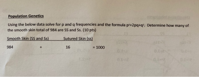 Solved Population Genetics Using the below data solve for p | Chegg.com