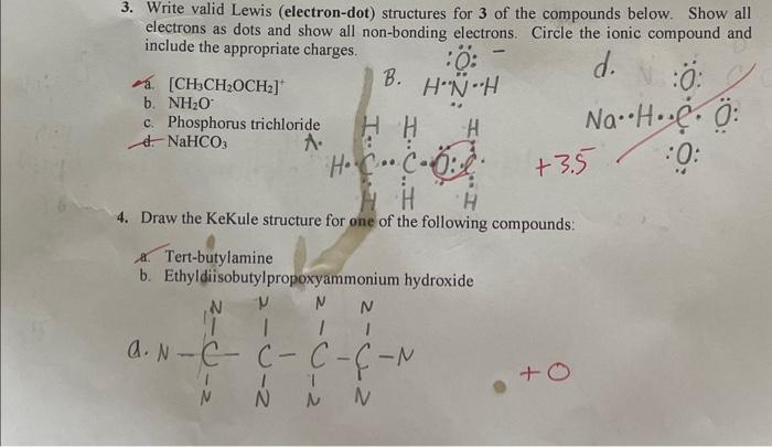 Solved 3. Write valid Lewis (electron-dot) structures for 3 | Chegg.com