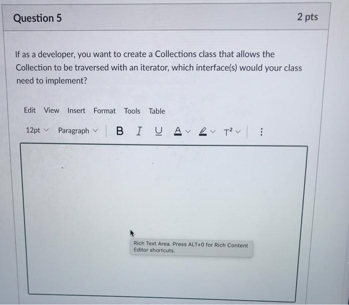 Solved If as a developer, you want to create a Collections | Chegg.com