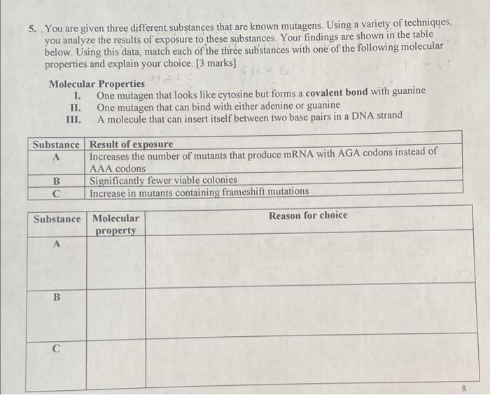Solved 5. You are given three different substances that are | Chegg.com